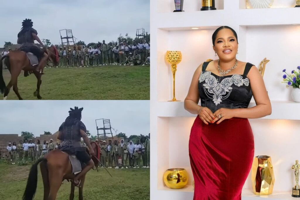 NYSC members honour Toyin as they show up at movie location - Megastar ...